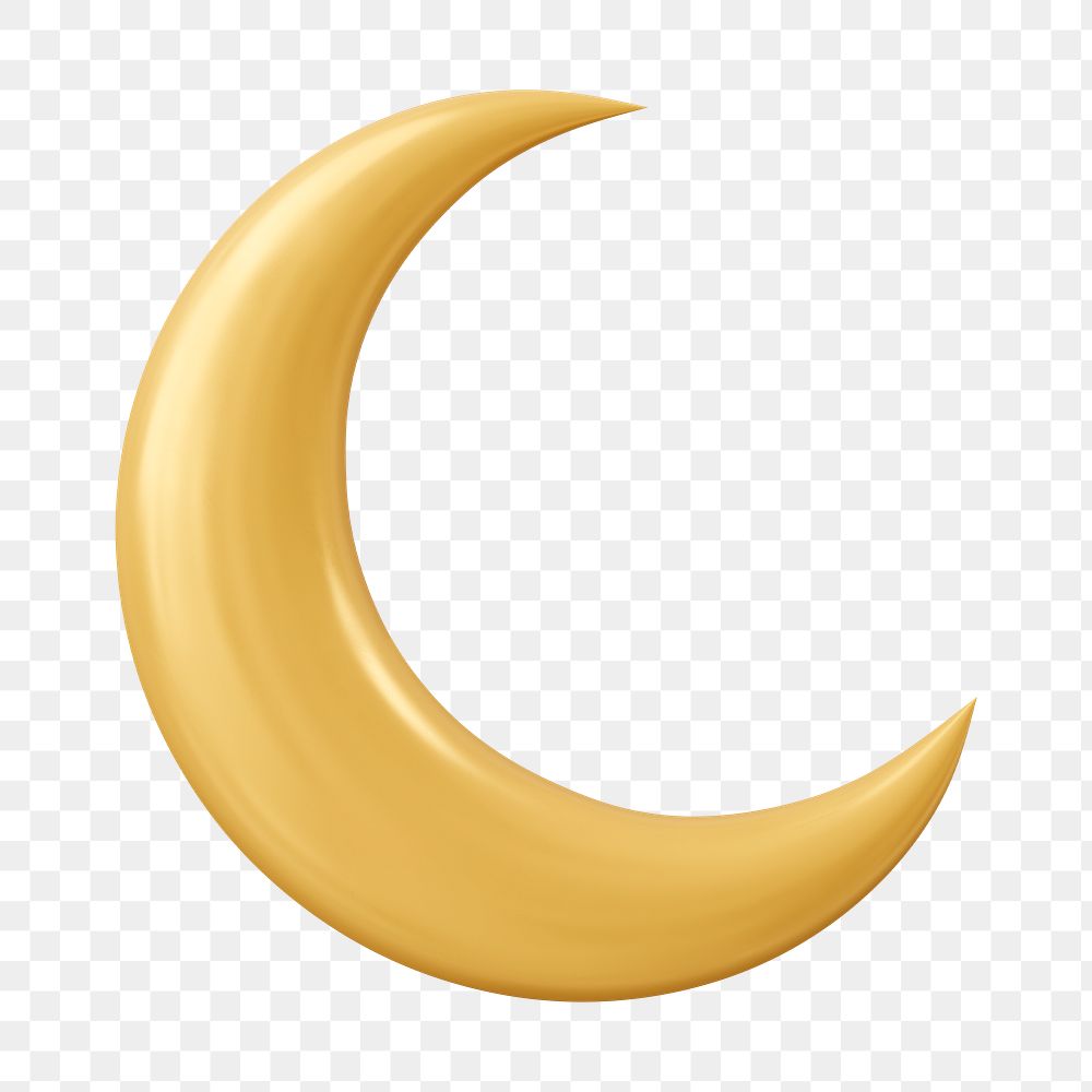 Yellow half-moon png sticker, 3D | Premium PNG - rawpixel