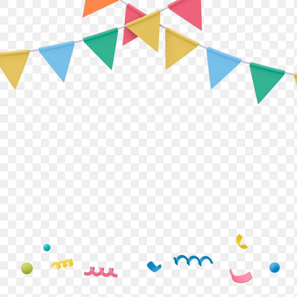 Party flags clipart png, 3d | Premium PNG - rawpixel