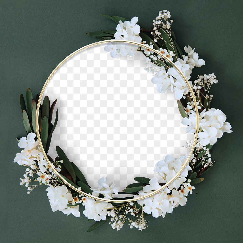 Golden round jasmine flower frame | Premium PNG - rawpixel