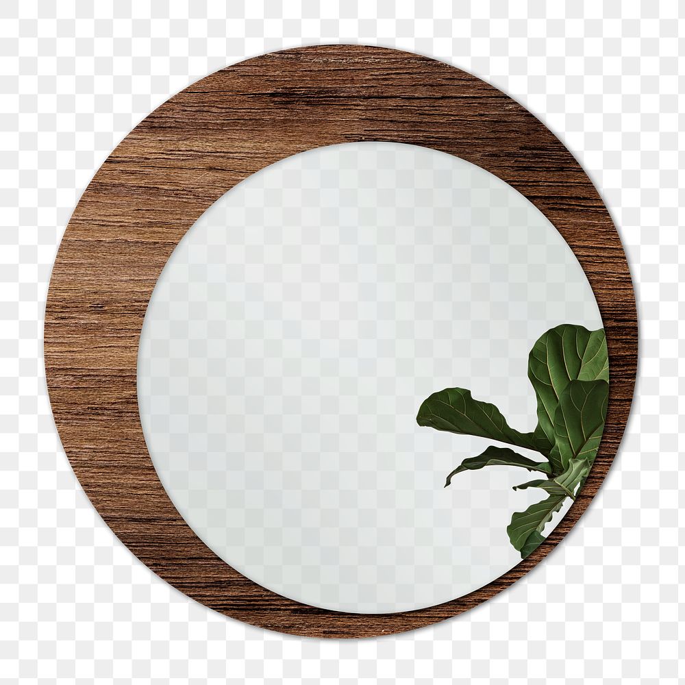 Circular mirror with a wooden | Free PNG - rawpixel