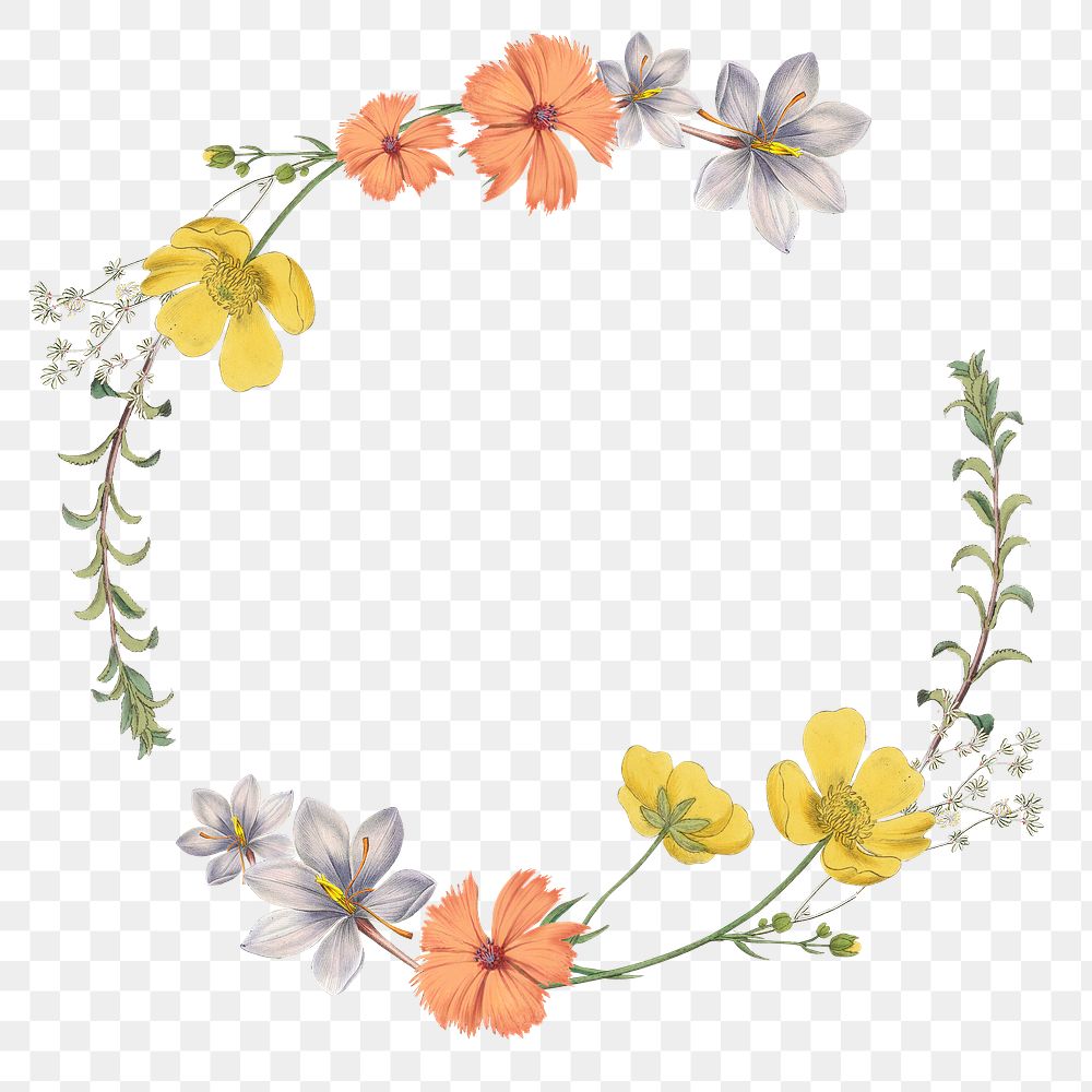 Round mixed flowers frame patterned | Premium PNG - rawpixel