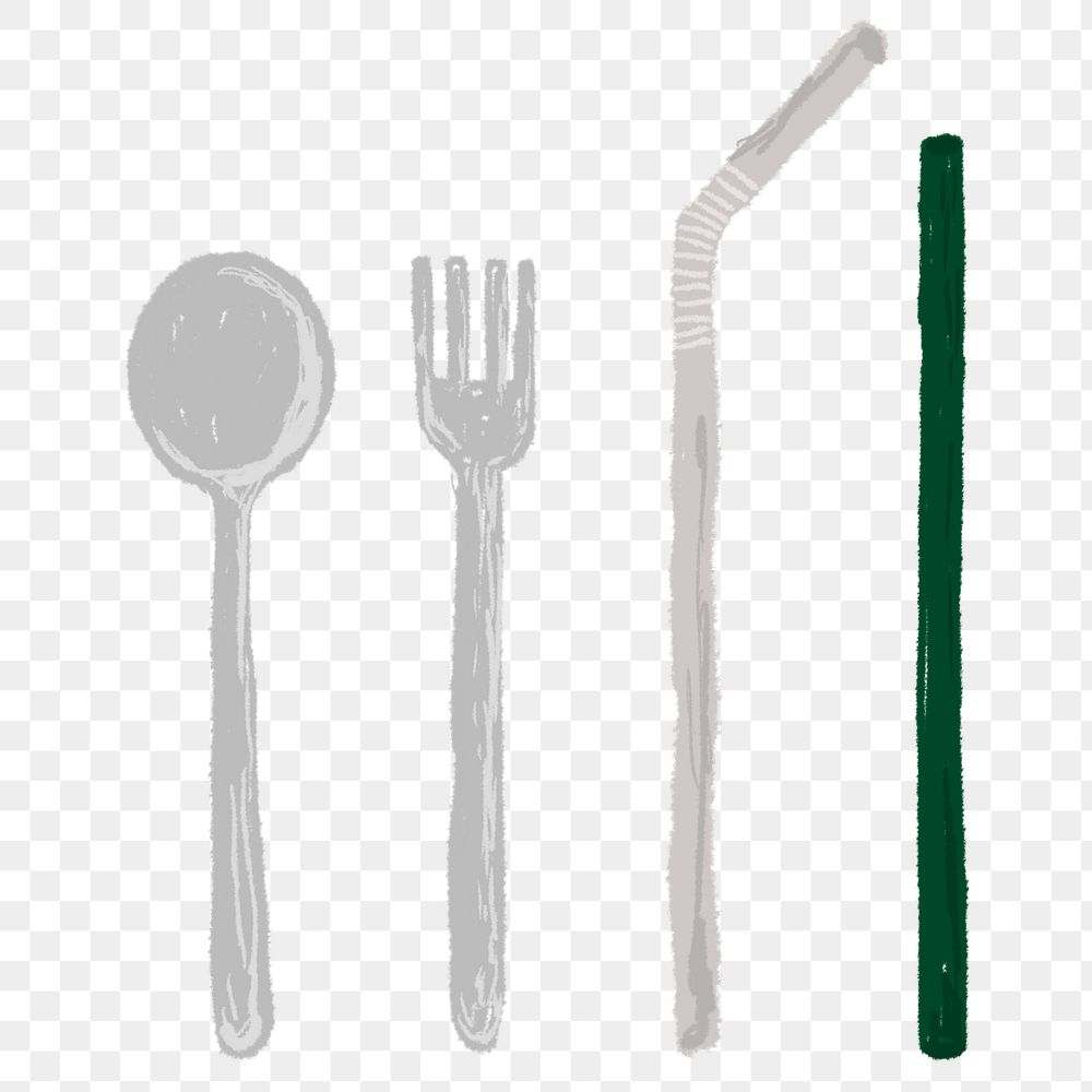 Plastic utensils and straws sticker | Premium PNG - rawpixel