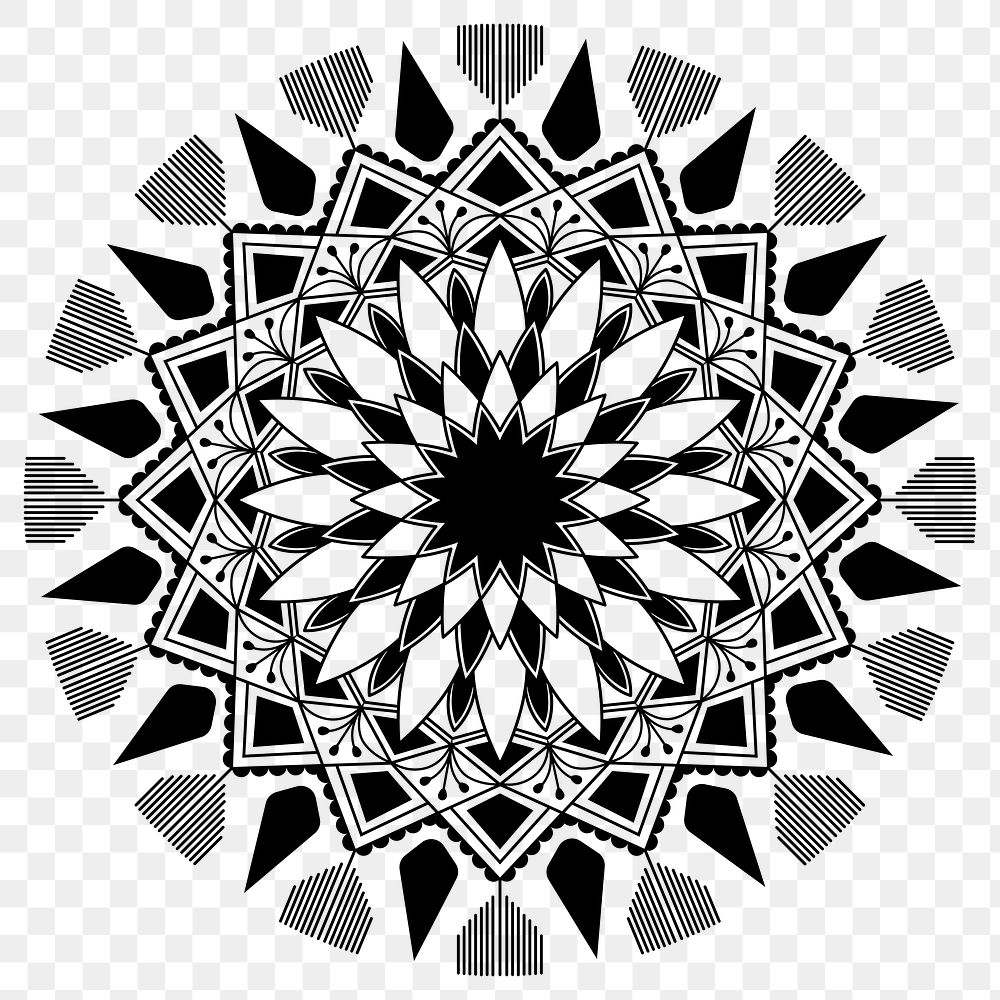 Black arabesque patterned design element | Premium PNG Sticker - rawpixel