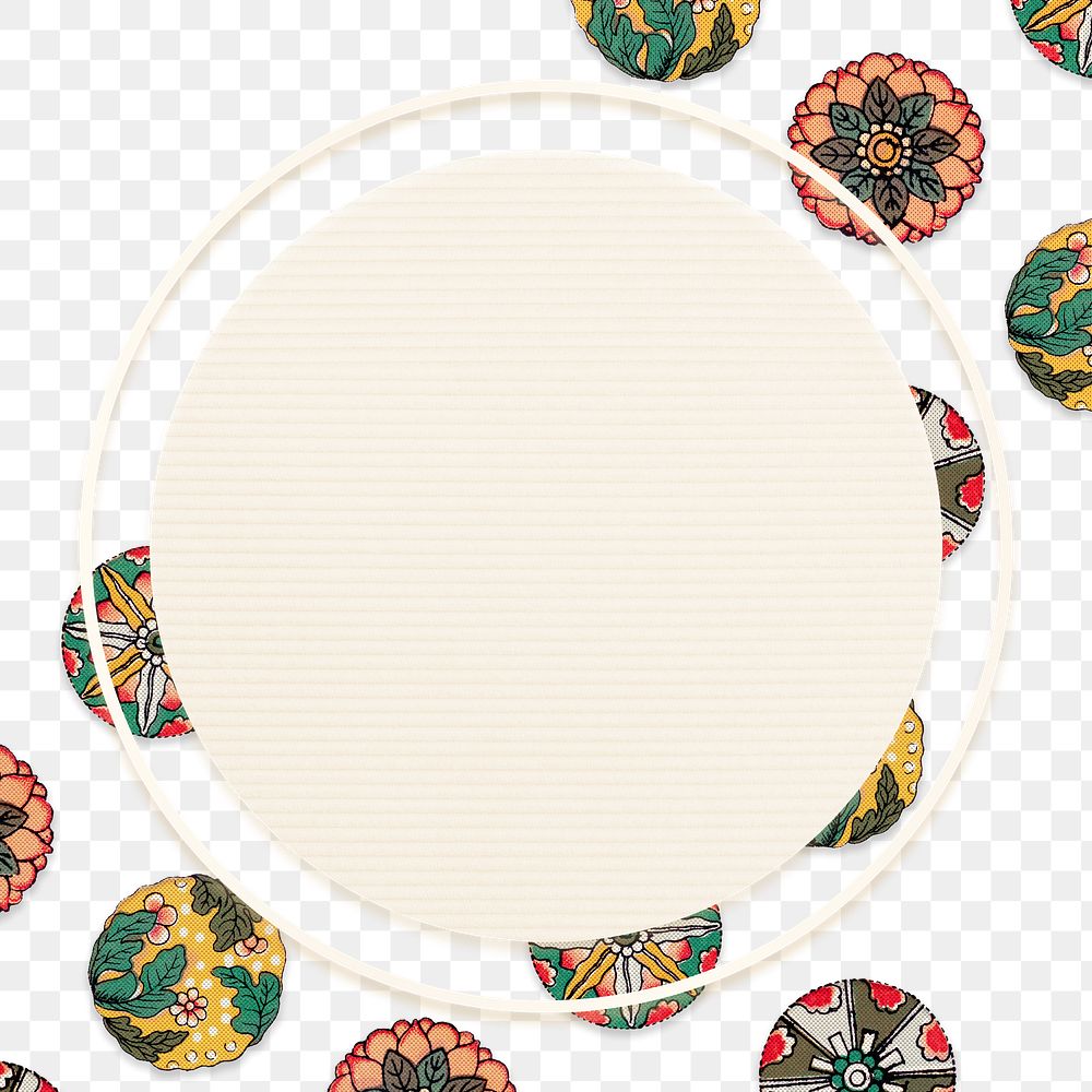 Floral patterned round frame design | Free PNG - rawpixel
