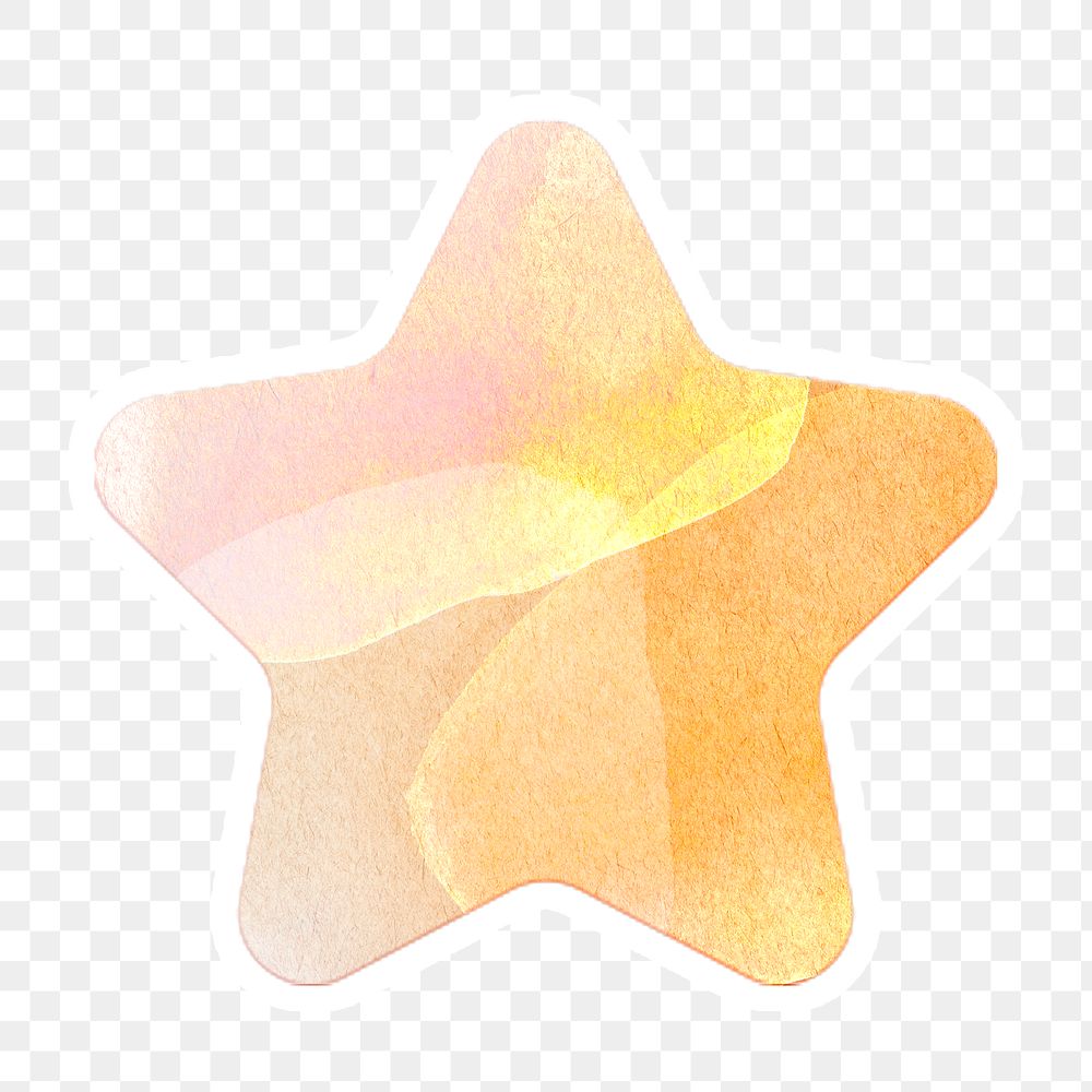 Yellow watercolor textured star shape | Free PNG Sticker - rawpixel