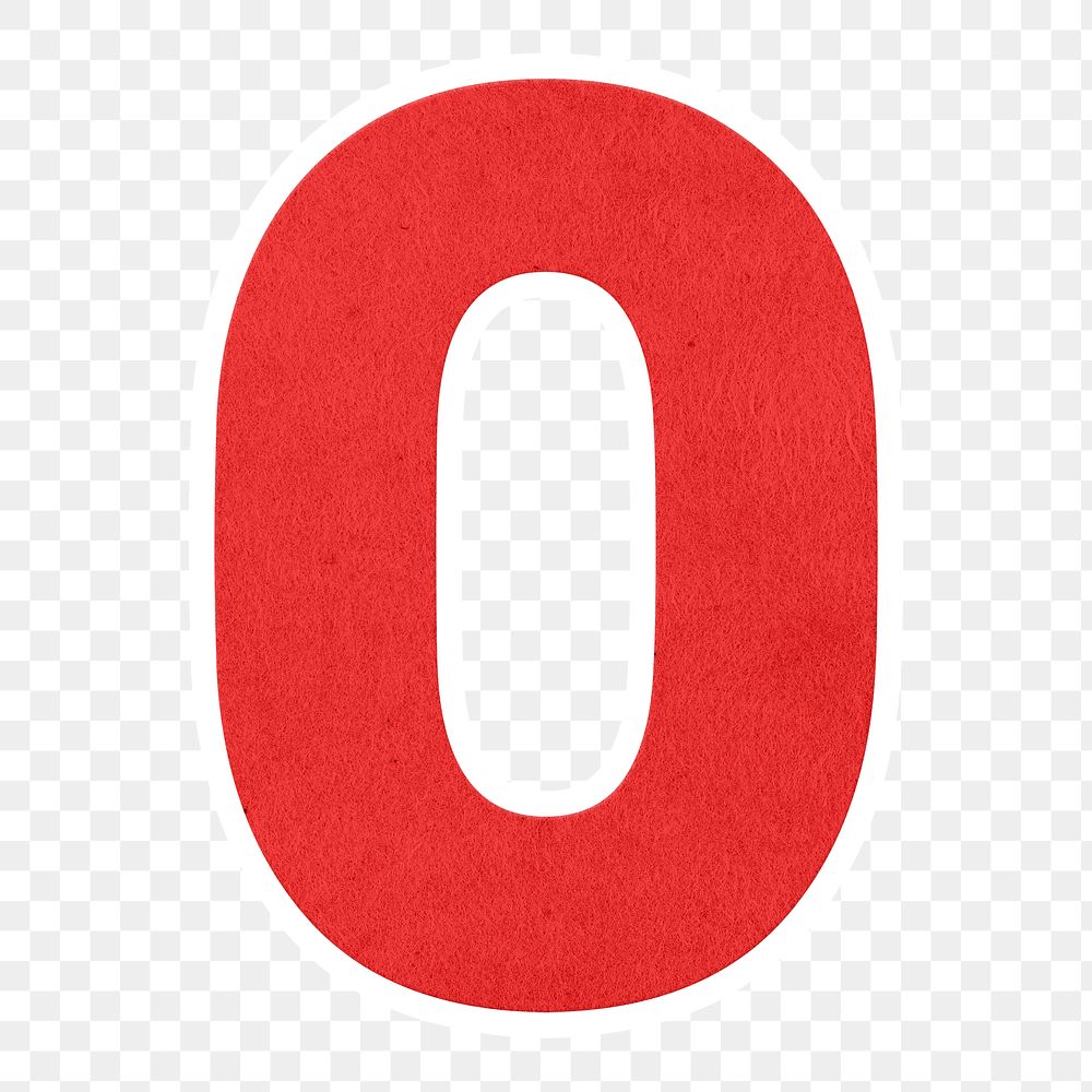 Red number zero sticker design element