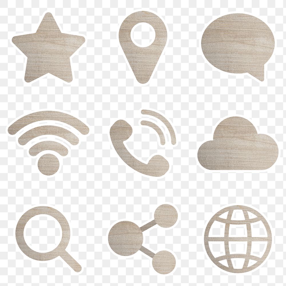 Wood textured technology sticker set | Premium PNG - rawpixel