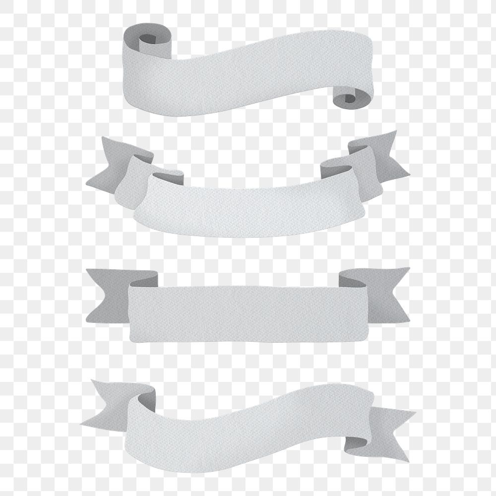Gray paper ribbon banner design | Premium PNG - rawpixel