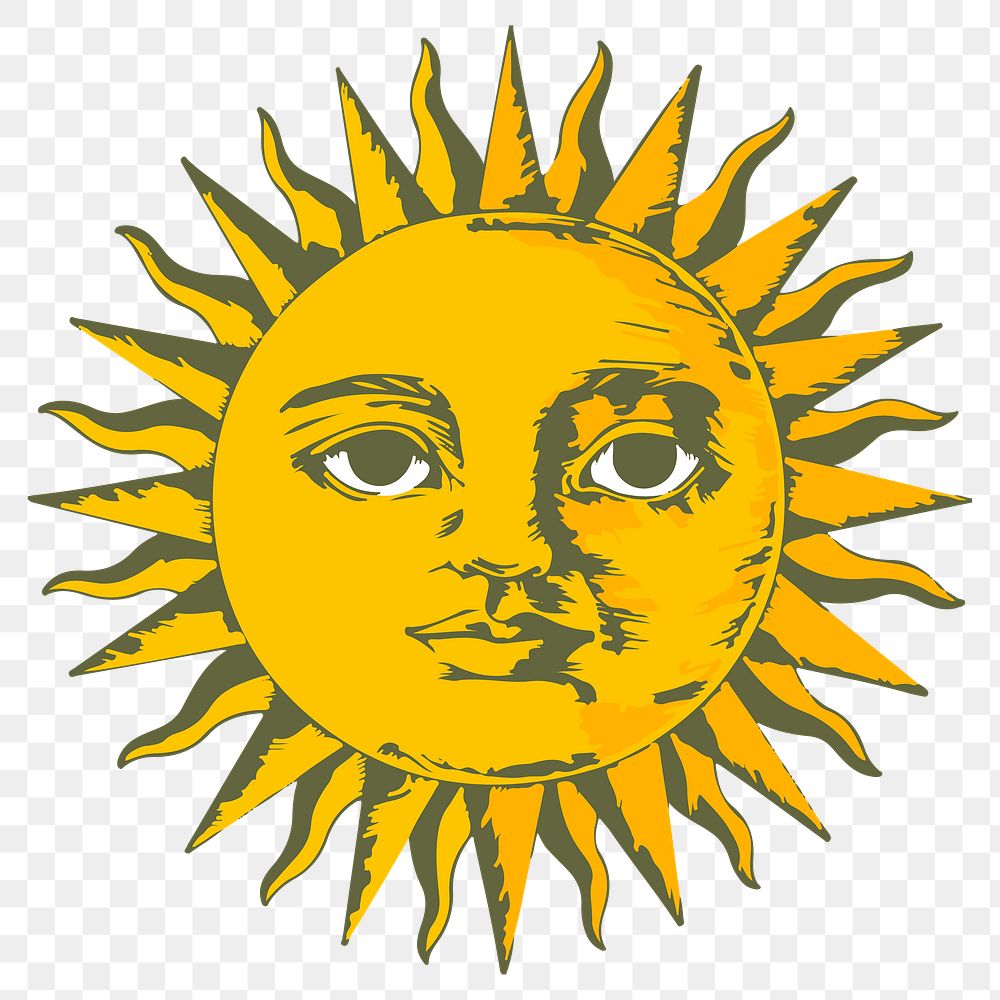 Vectorized sun with face design | Free PNG Sticker - rawpixel