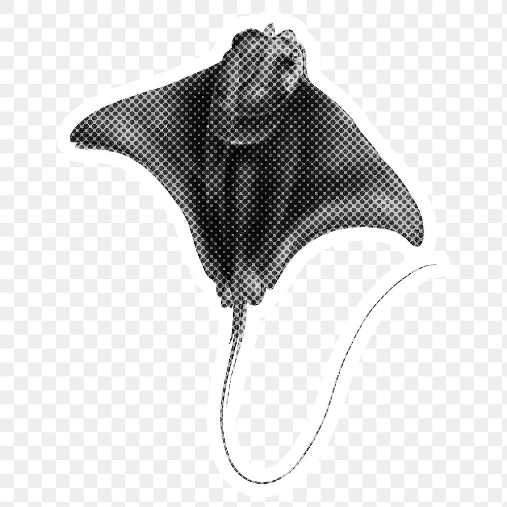 Halftone stingray sticker with a white | Free PNG Sticker - rawpixel