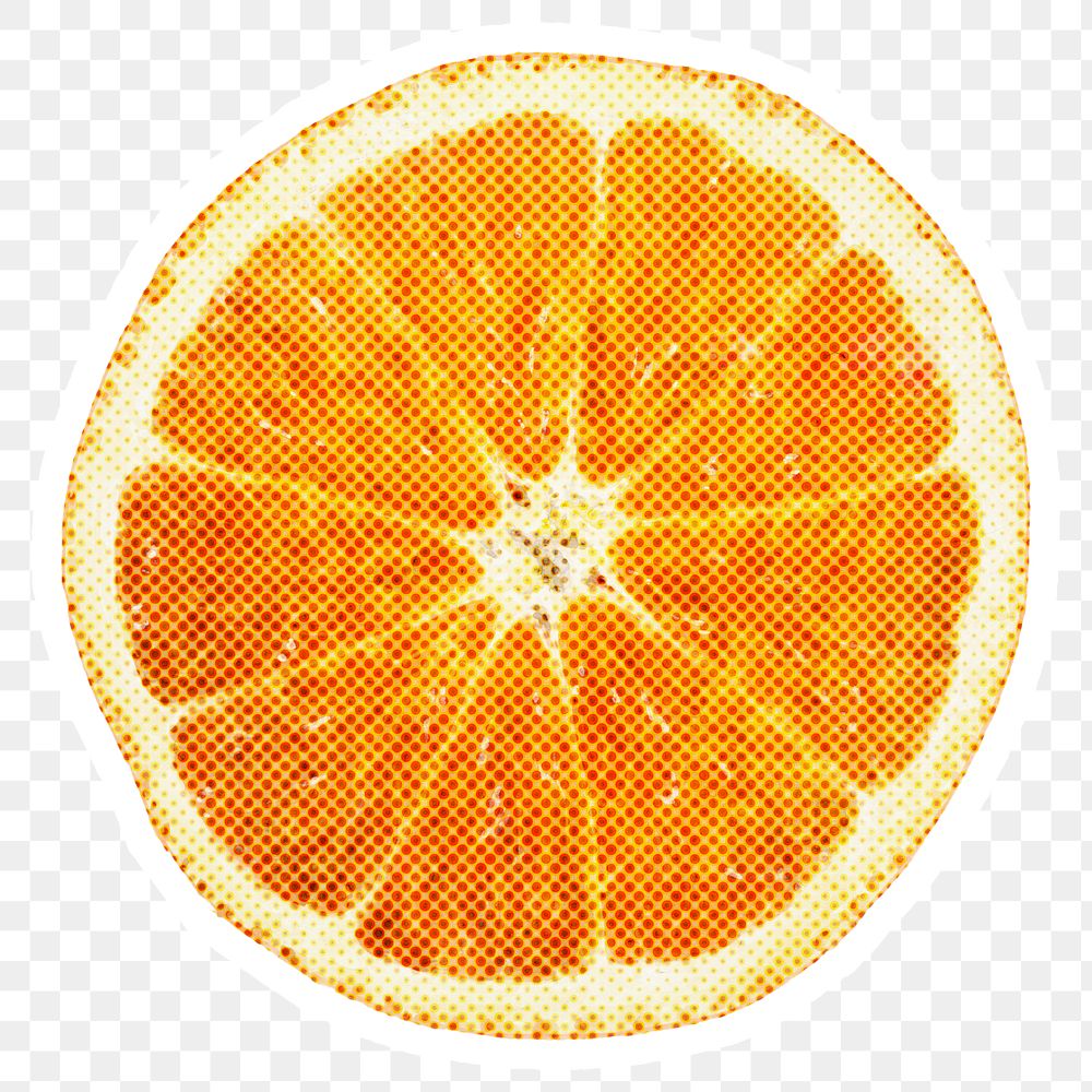 Halftone tangerine sticker with a white | Free PNG Sticker - rawpixel