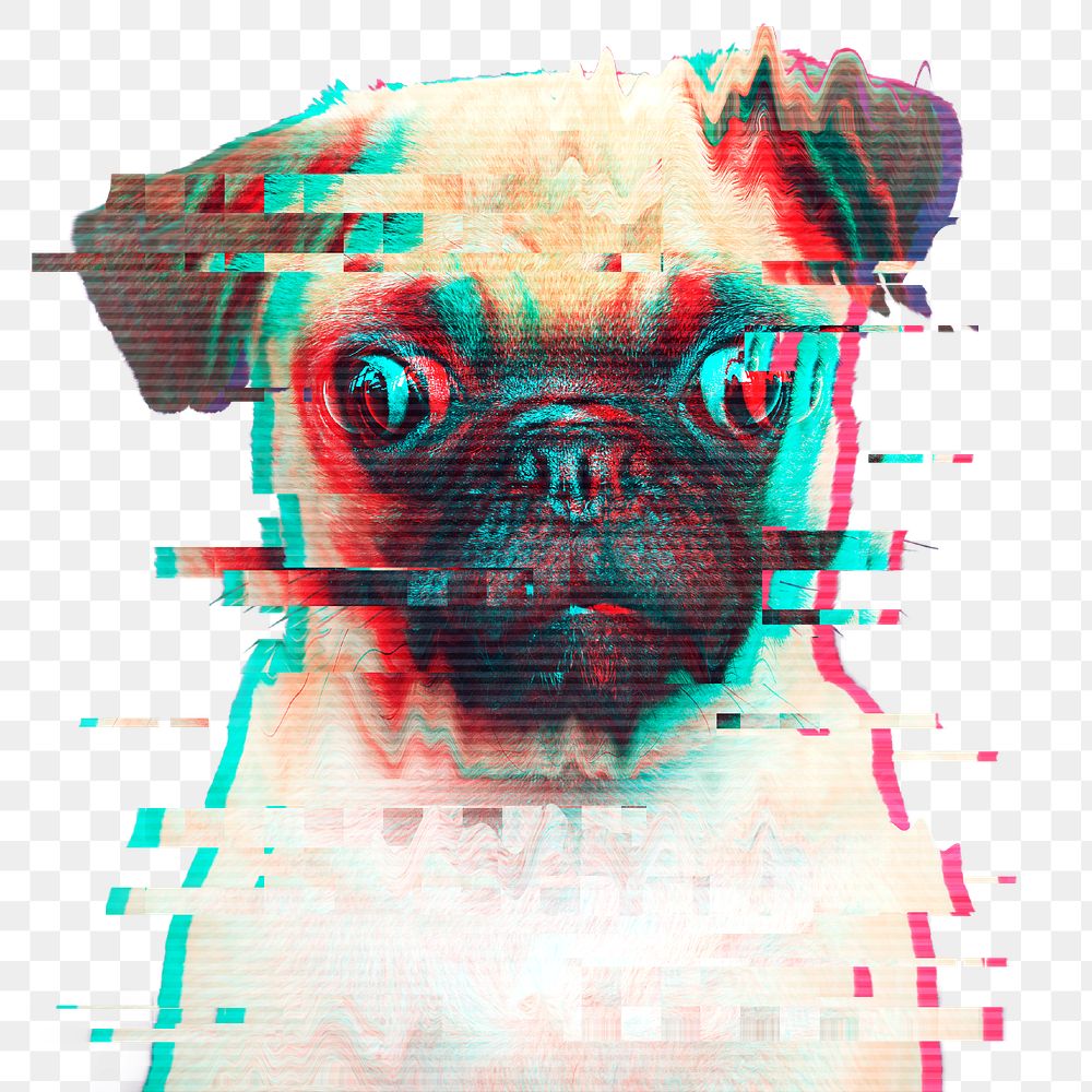 Pug glitch style sticker overlay | Premium PNG Sticker - rawpixel
