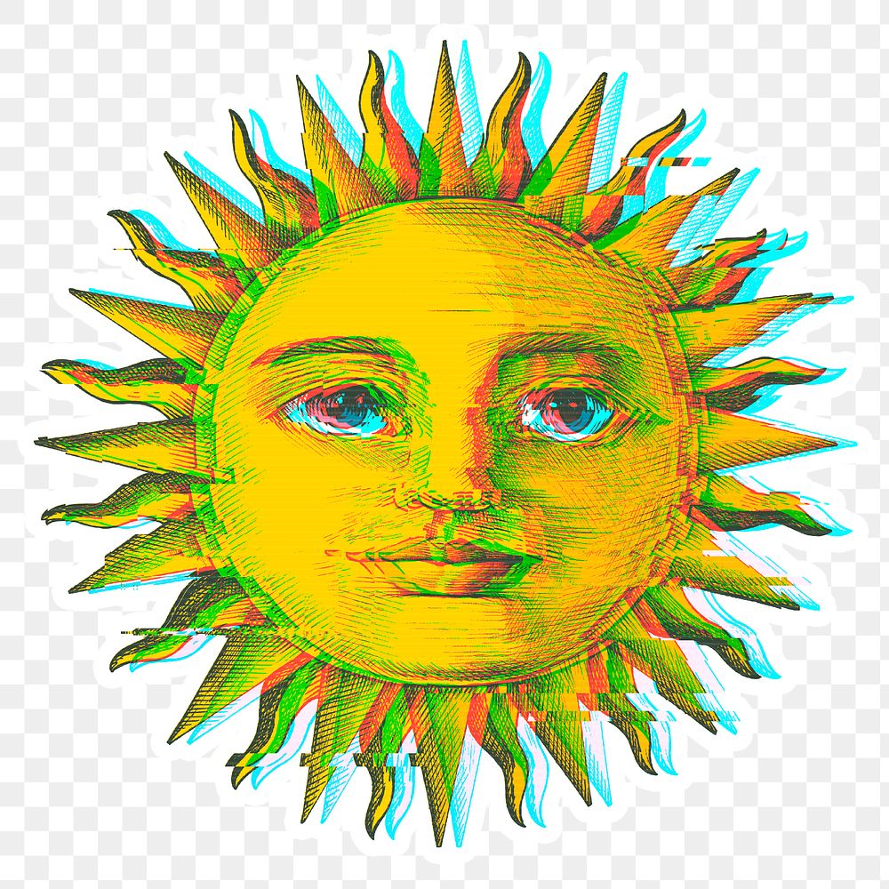 Sun with a face with a glitch | Free PNG Sticker - rawpixel