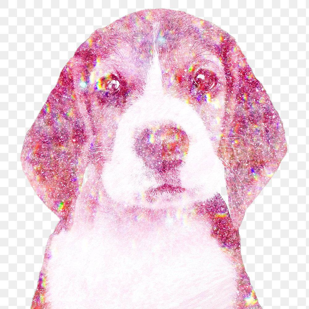 Pink holographic beagle puppy design | Free PNG Sticker - rawpixel