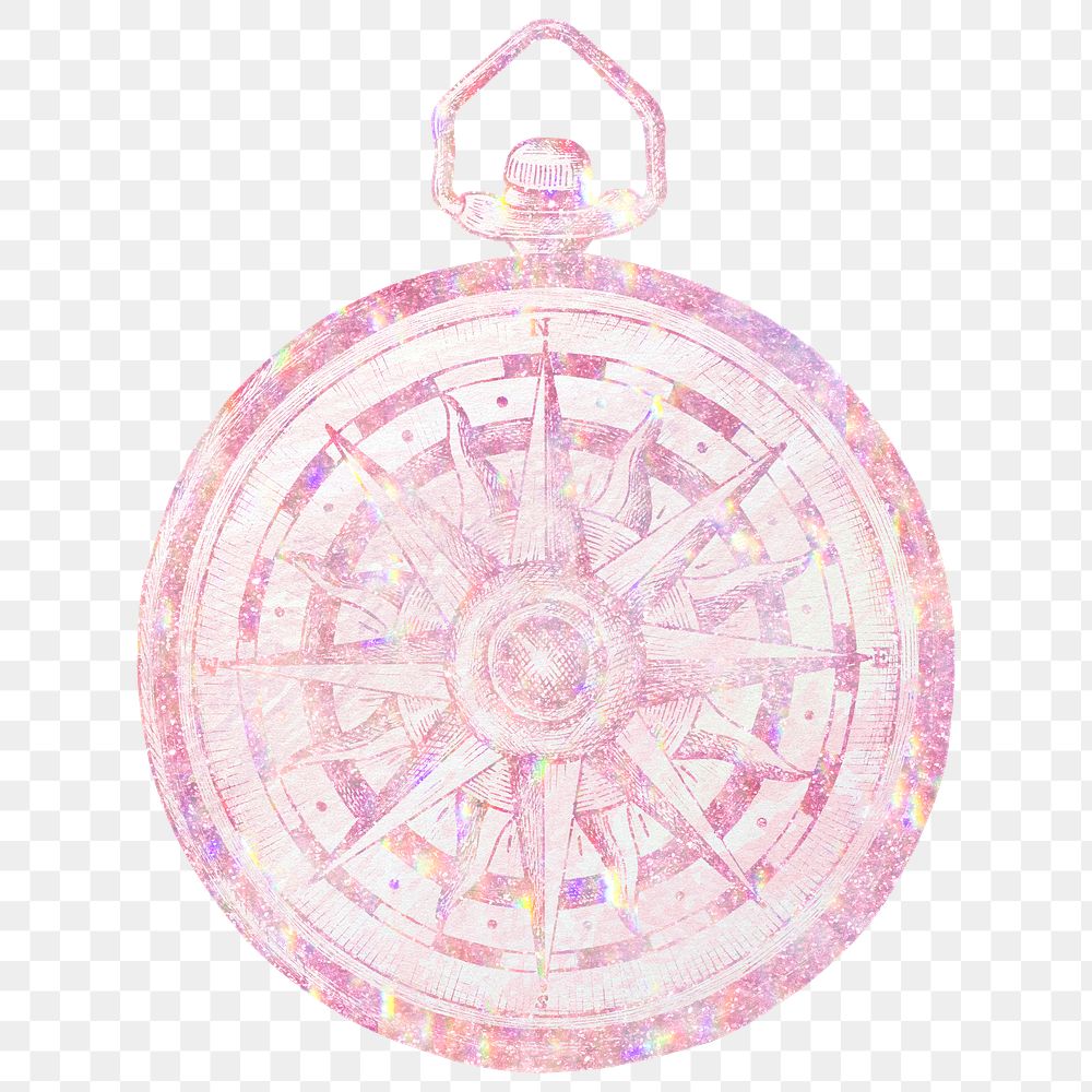 Pink holographic compass design element | Free PNG Sticker - rawpixel