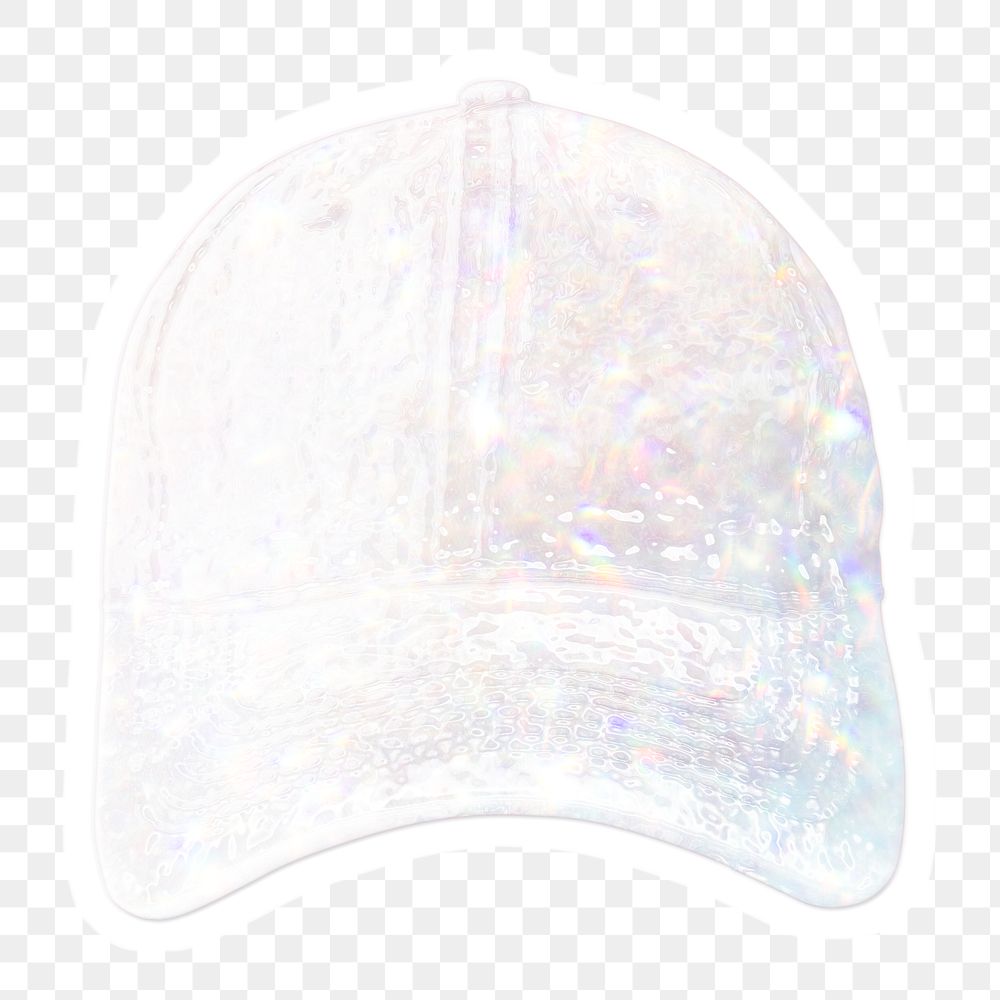 Silvery holographic cap sticker with a white | Free PNG Sticker - rawpixel