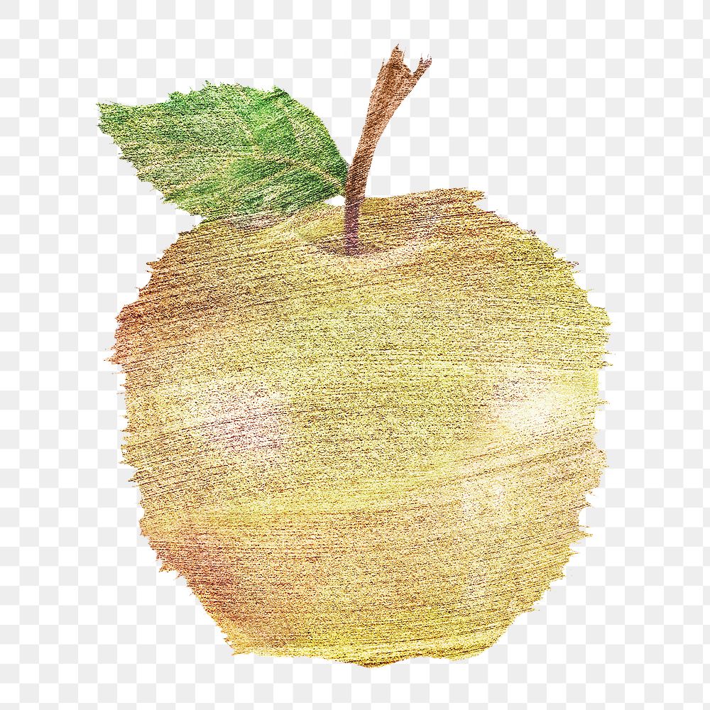 Golden apple watercolor style overlay | Free PNG Sticker - rawpixel