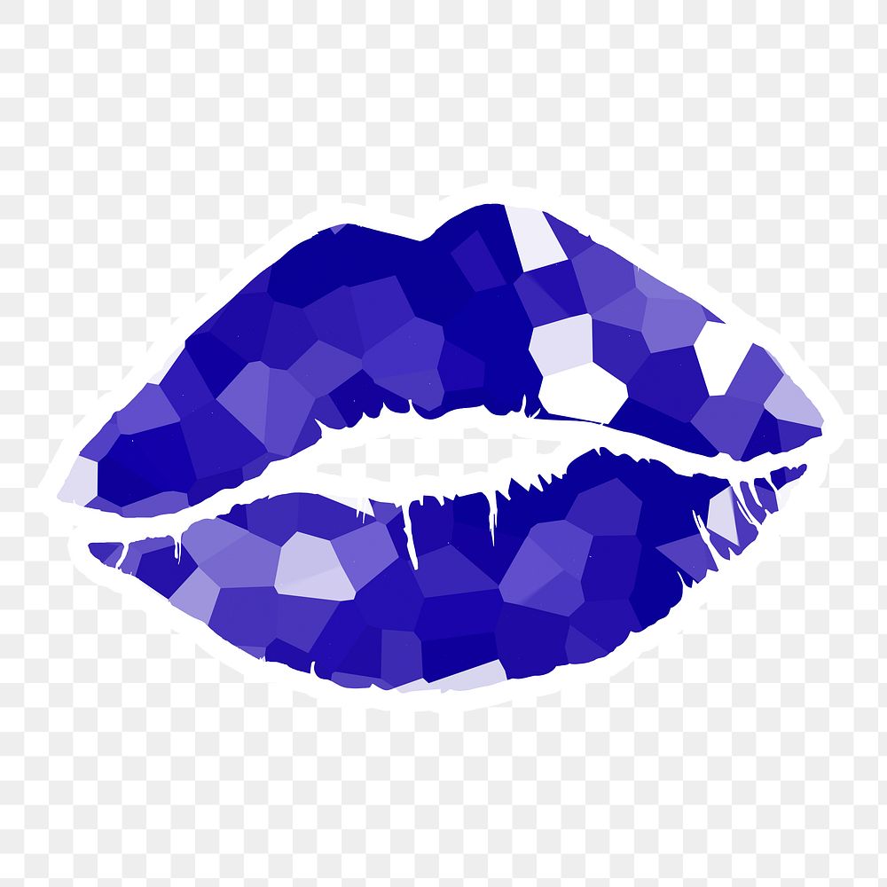 Crystallized style indigo lips illustration | Free PNG Sticker - rawpixel