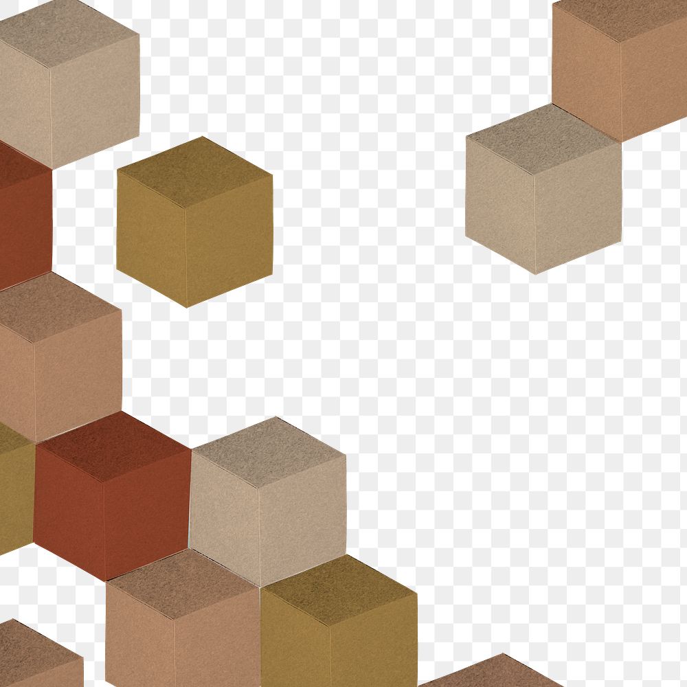 Brown paper craft textured cubic | Free PNG - rawpixel