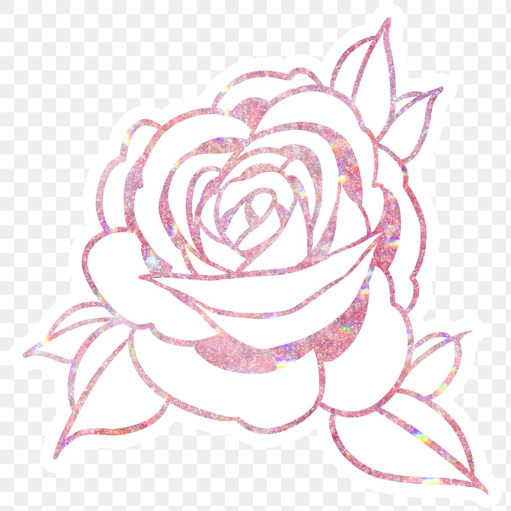 Pink holographic rose sticker overlay | Premium PNG Sticker - rawpixel