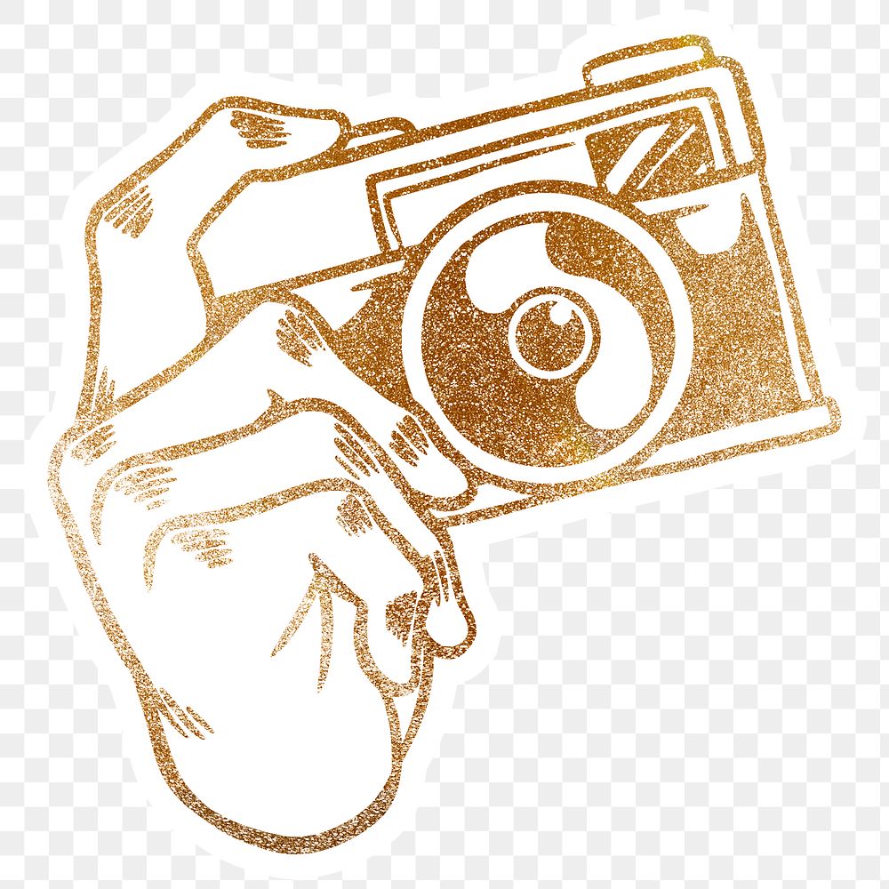 Shimmering golden analog camera sticker | Free PNG Sticker - rawpixel