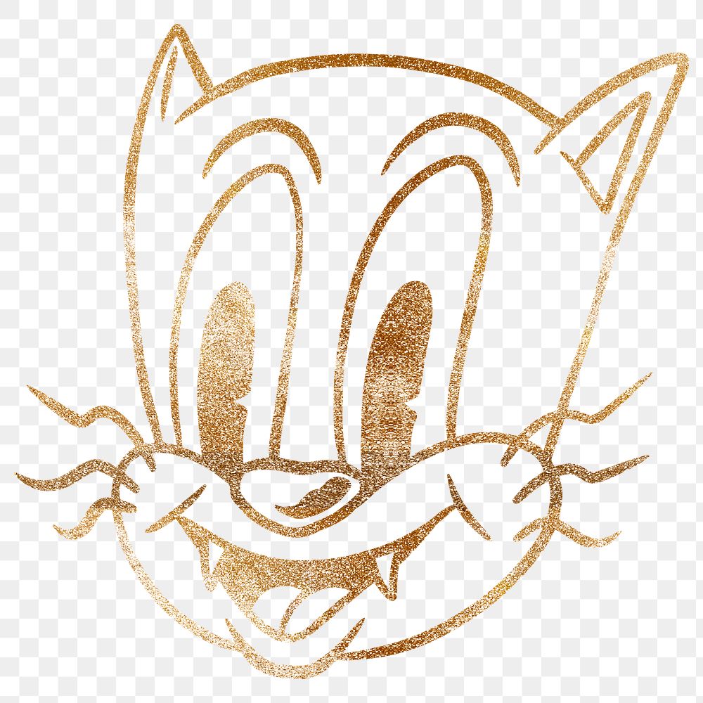 Glittery gold cute cat cartoon | Free PNG Sticker - rawpixel