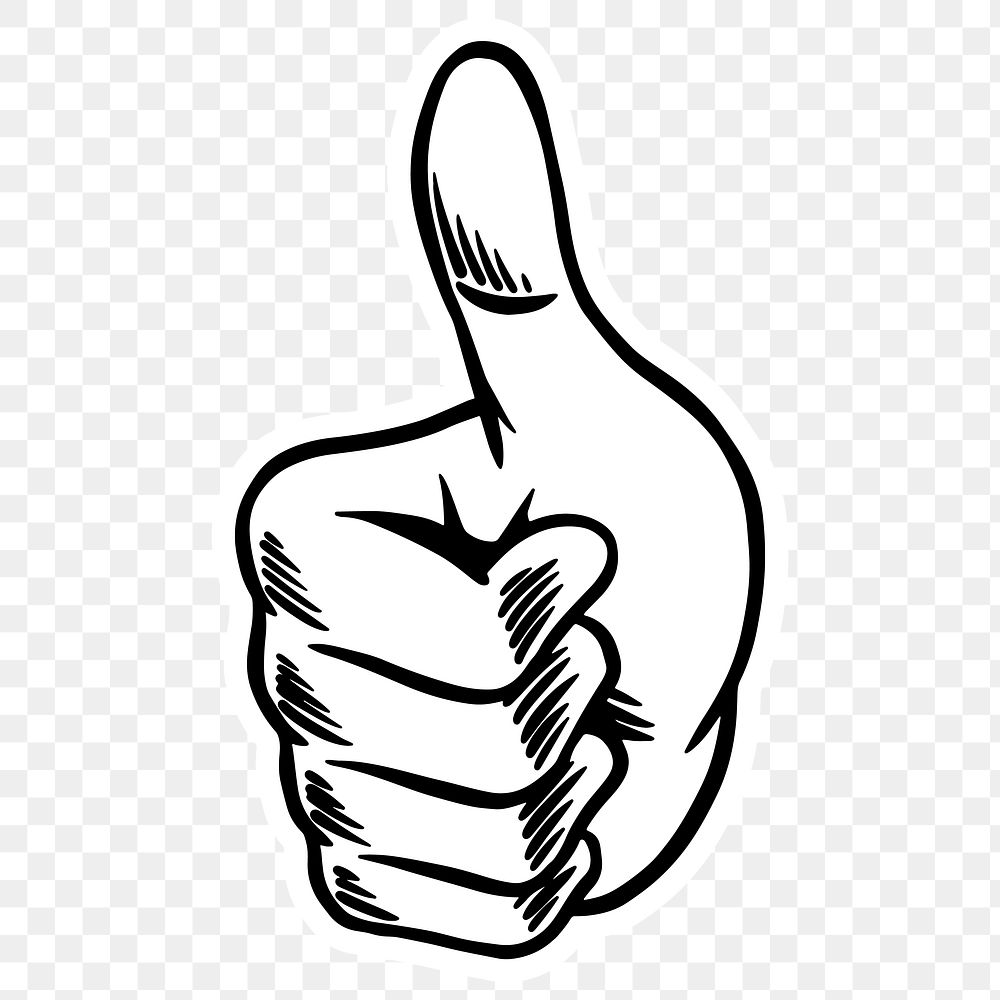 Thumbs up outline sticker overlay | Premium PNG Sticker - rawpixel