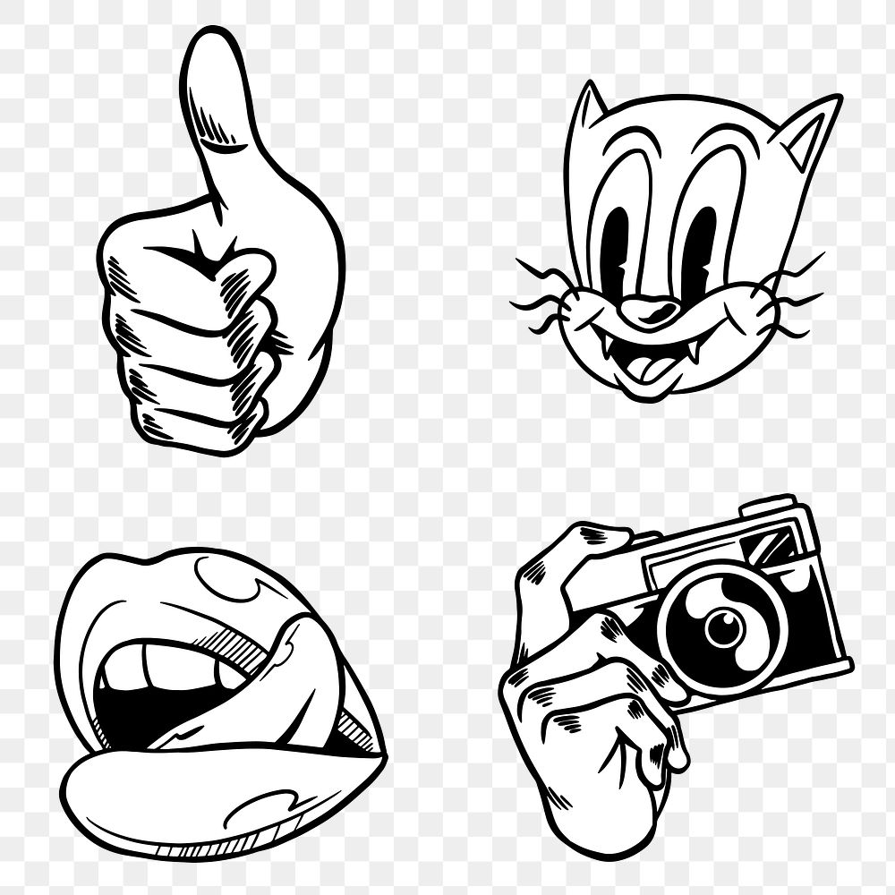 Cool black and white sticker | Premium PNG - rawpixel