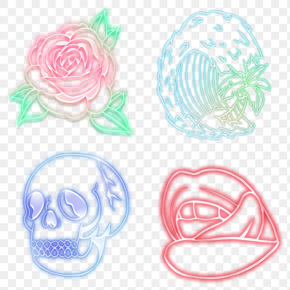 Cool neon sticker collection design | Premium PNG - rawpixel