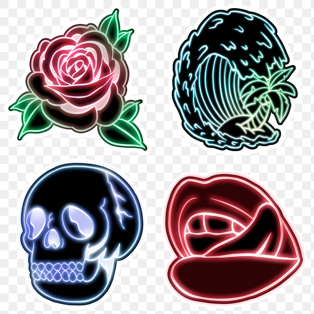 Cool neon sticker collection design | Premium PNG - rawpixel