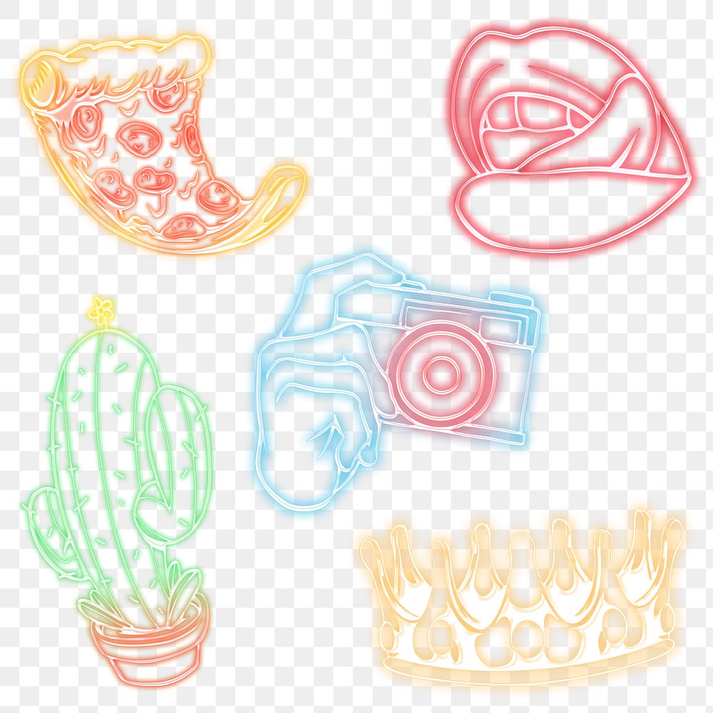 Colorful neon sticker set design | Premium PNG - rawpixel