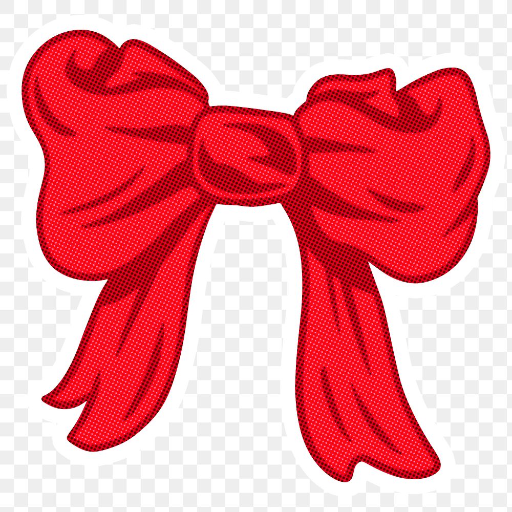 Red bow sticker with a white | Free PNG Sticker - rawpixel