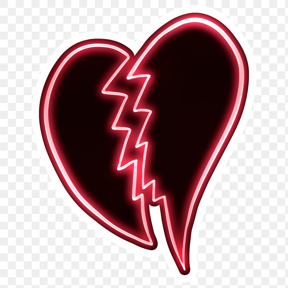 Neon red broken heart sticker | Premium PNG Sticker - rawpixel
