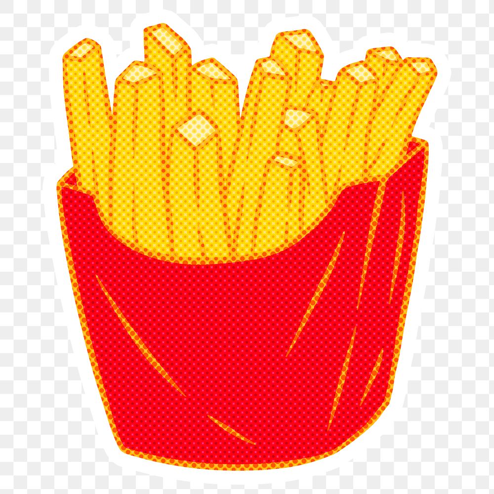 Halftone french fries sticker overlay | Free PNG Sticker - rawpixel