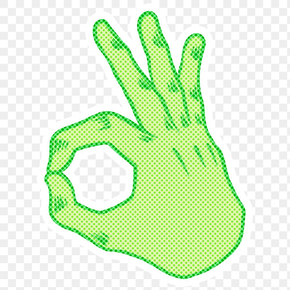 Green halftone ok hand sign | Free PNG Sticker - rawpixel