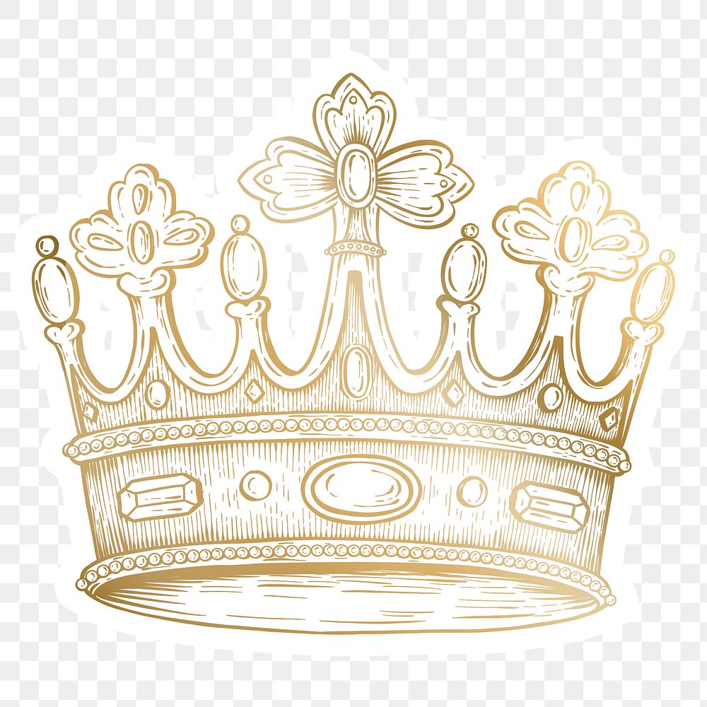 Golden crown sticker overlay with a white | Free PNG Sticker - rawpixel