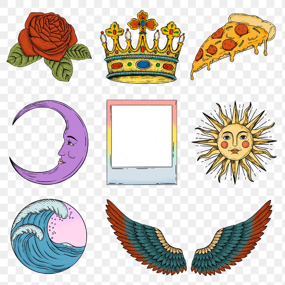 Colorful cute sticker overlay set | Premium PNG - rawpixel