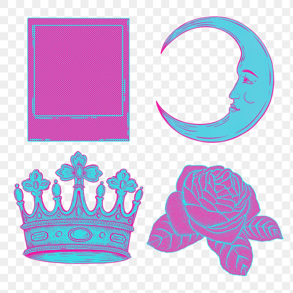 Funky neon sticker set design | Premium PNG - rawpixel