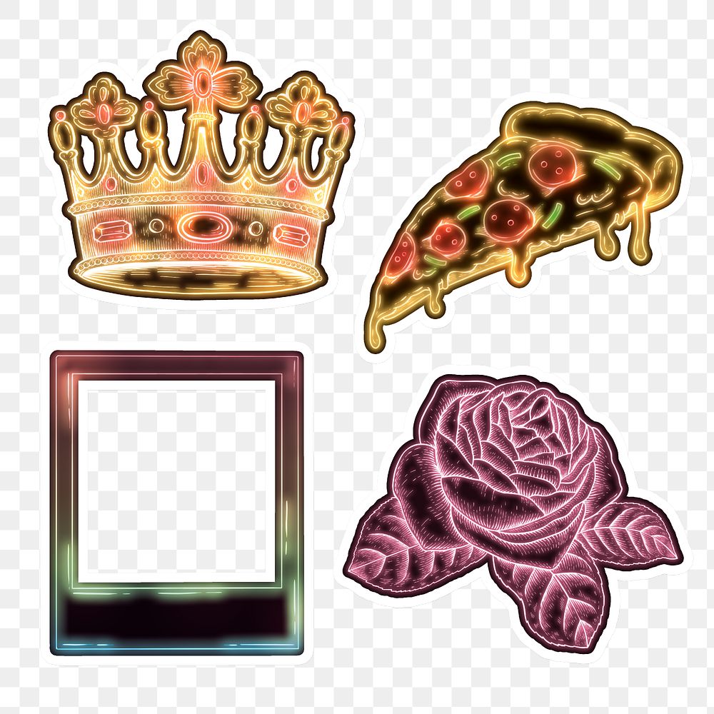 Cute neon sticker overlay set | Premium PNG - rawpixel