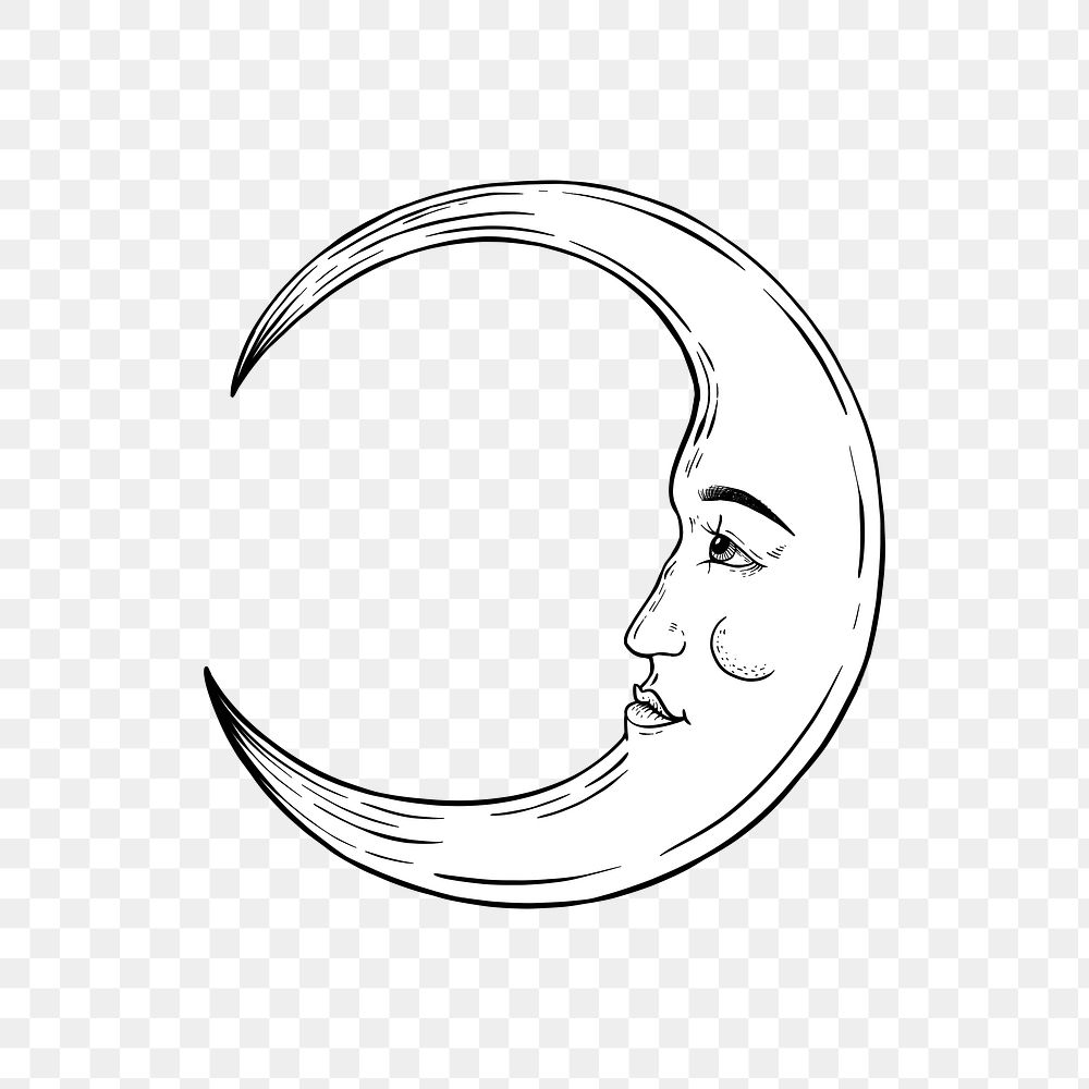 Crescent Moon Illustration Face