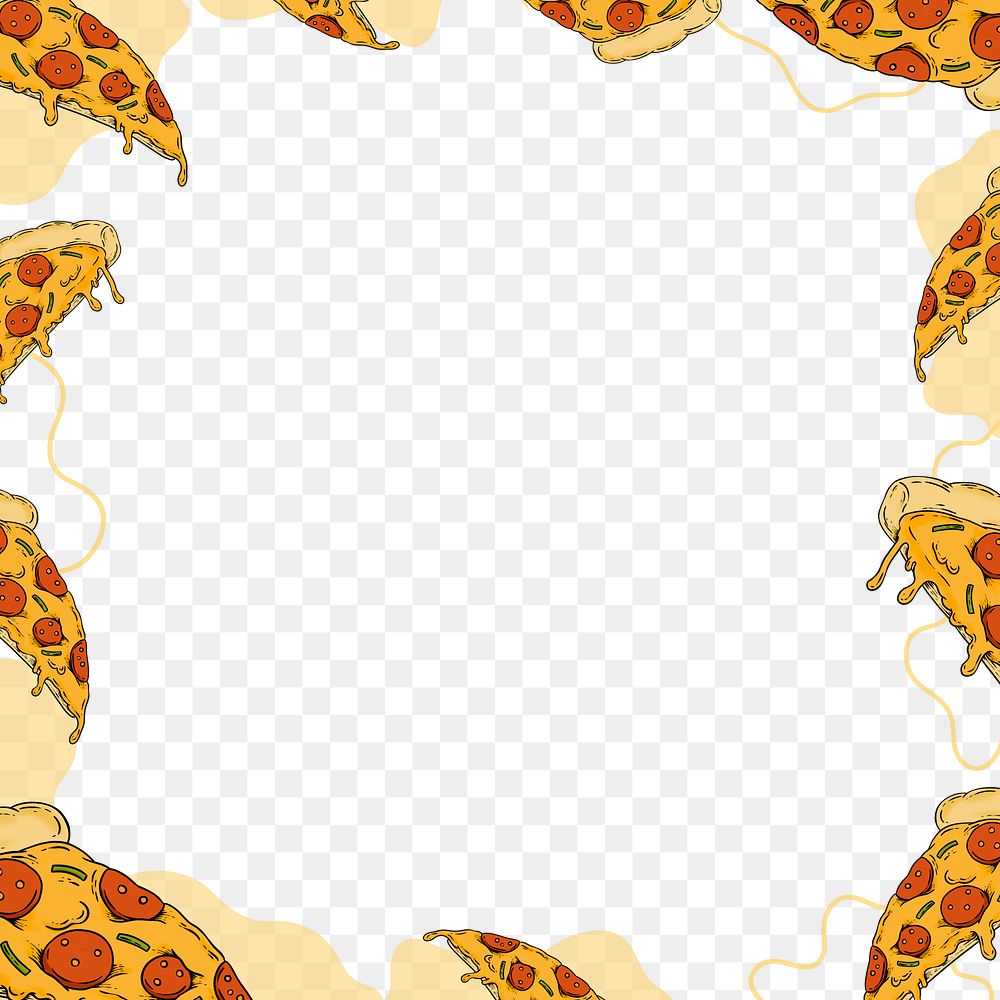 Square pepperoni pizza frame background | Premium PNG - rawpixel
