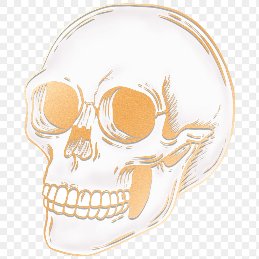 Drawing gold skull design element | Premium PNG Sticker - rawpixel