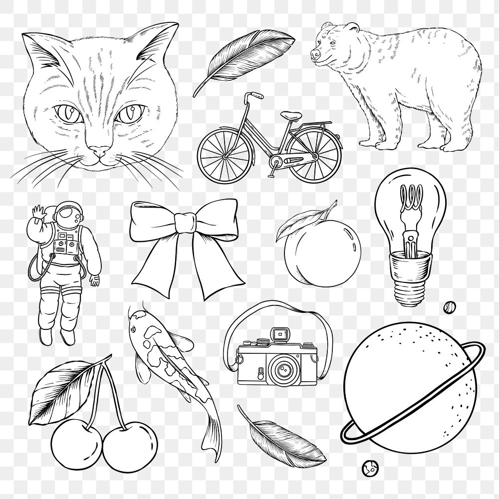 Black and white sticker set | Premium PNG - rawpixel