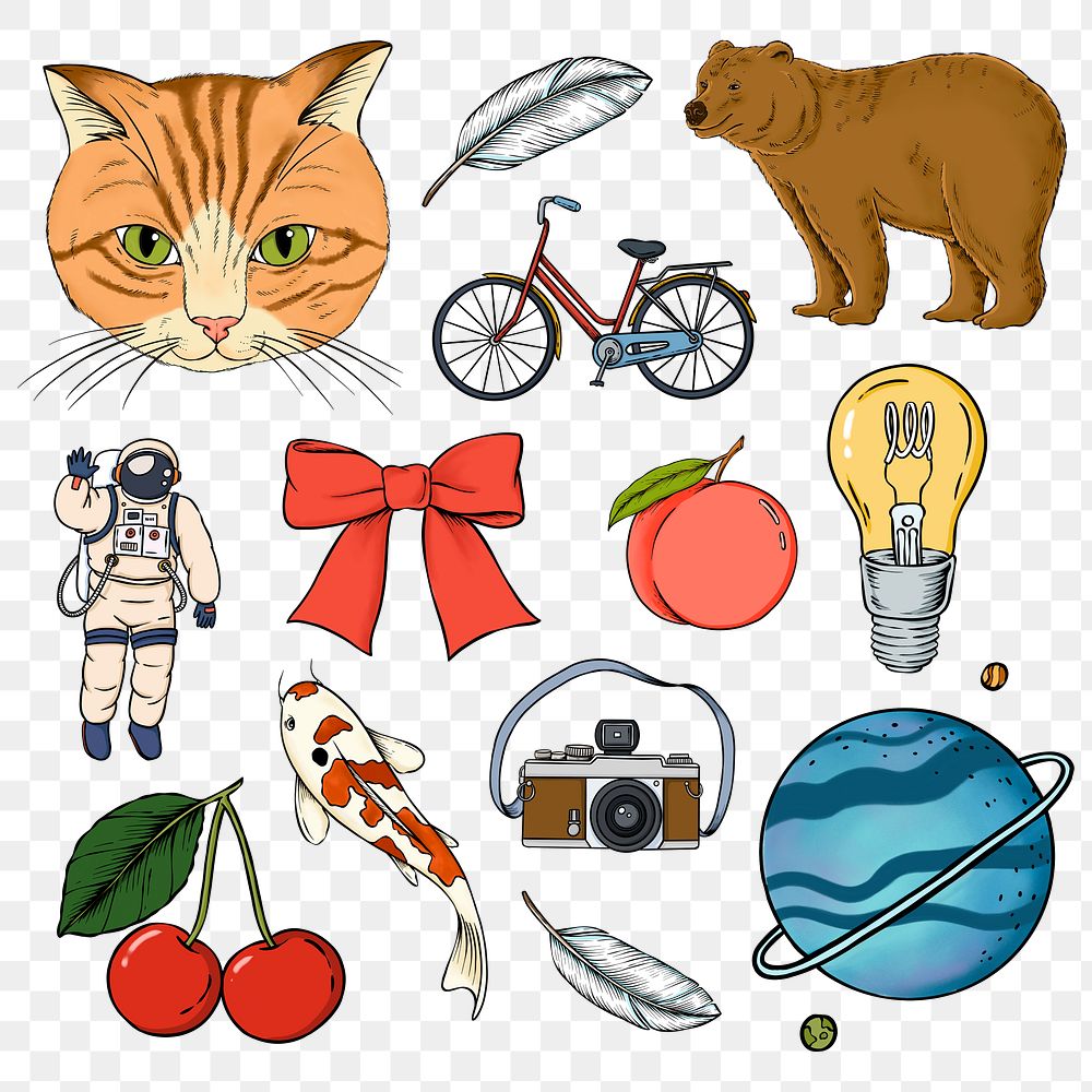 Colorful sticker set design element | Premium PNG - rawpixel