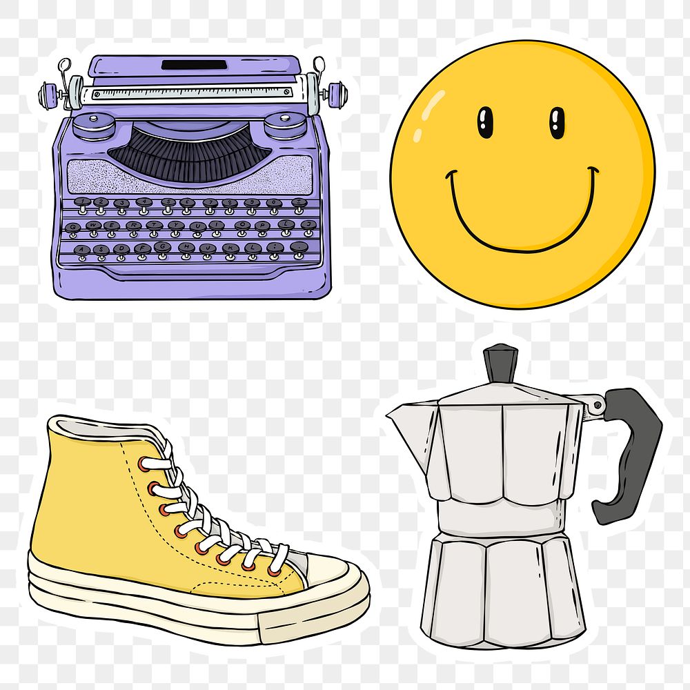 Funky retro png stickers set | Premium PNG - rawpixel