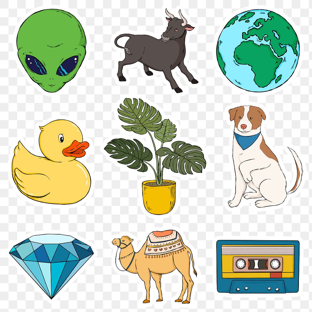 Retro colorful png sticker set | Premium PNG - rawpixel