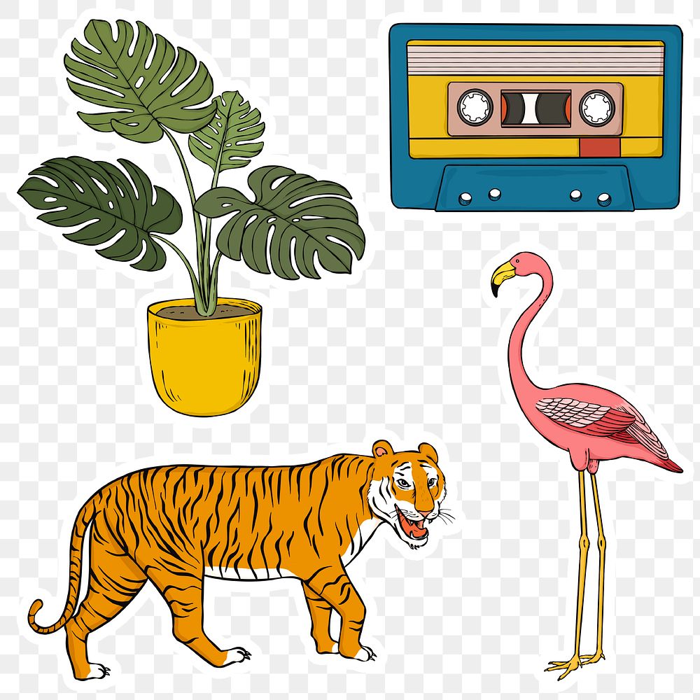 Cool retro sticker png set | Premium PNG - rawpixel