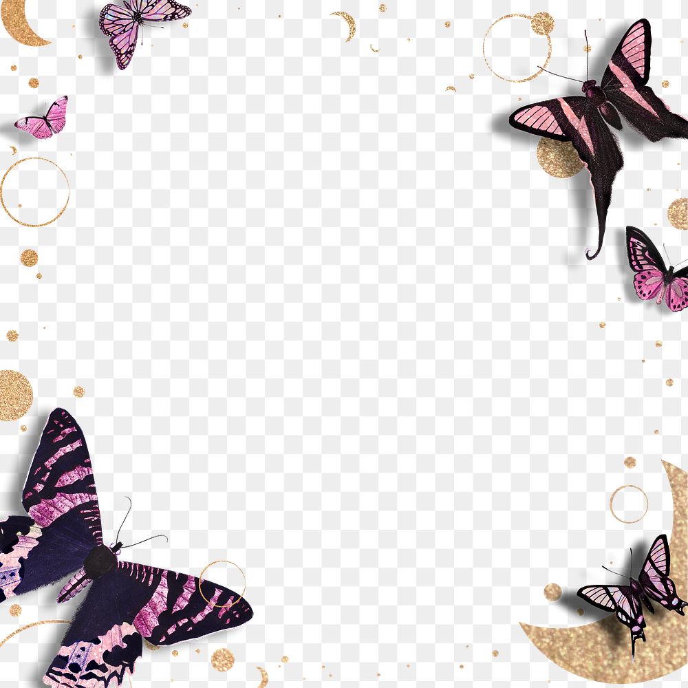 Circle pink butterfly frame design | Premium PNG - rawpixel