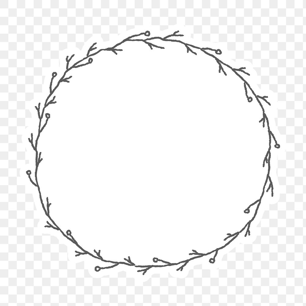 Leafy doodle frame design element | Free PNG Sticker - rawpixel