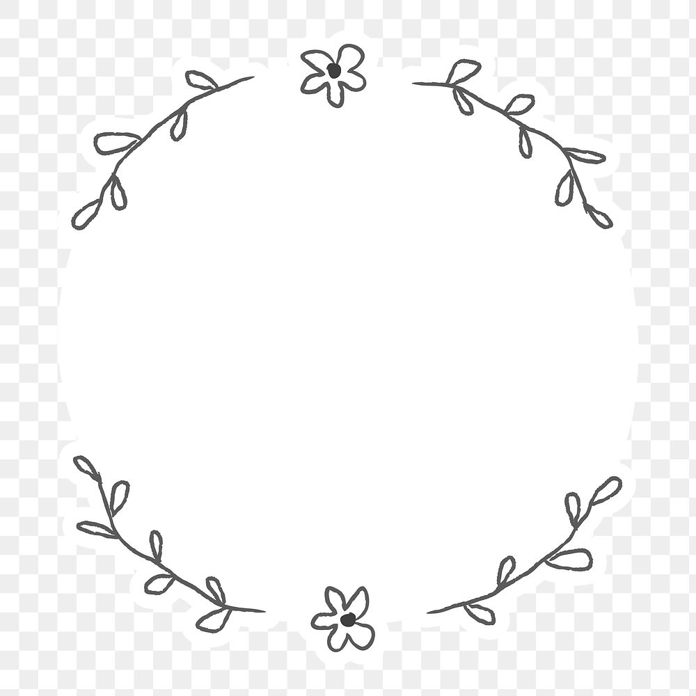 Leafy doodle frame design element | Free PNG Sticker - rawpixel
